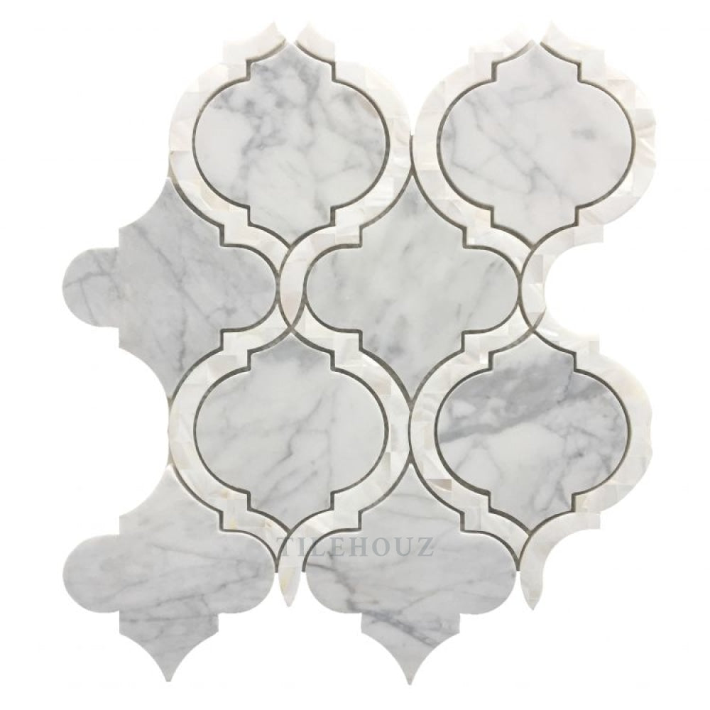 Alice Pearl Statuario 9.75 x 11.75 Marble & Pearl Mosaic Tile – Tilehouz