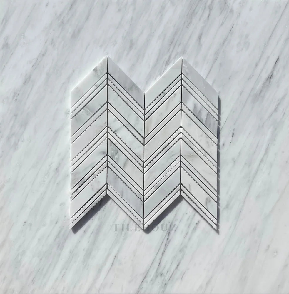 Asian Statuary Marble Chevron Pattern Mosaic Polished&Honed – Tilehouz