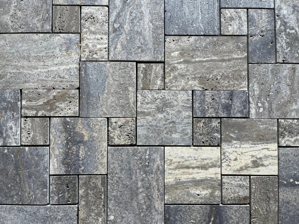 Blue Travertine Opus Mini-Pattern (4 pcs ) Brushed&Semi-Polished – Tilehouz