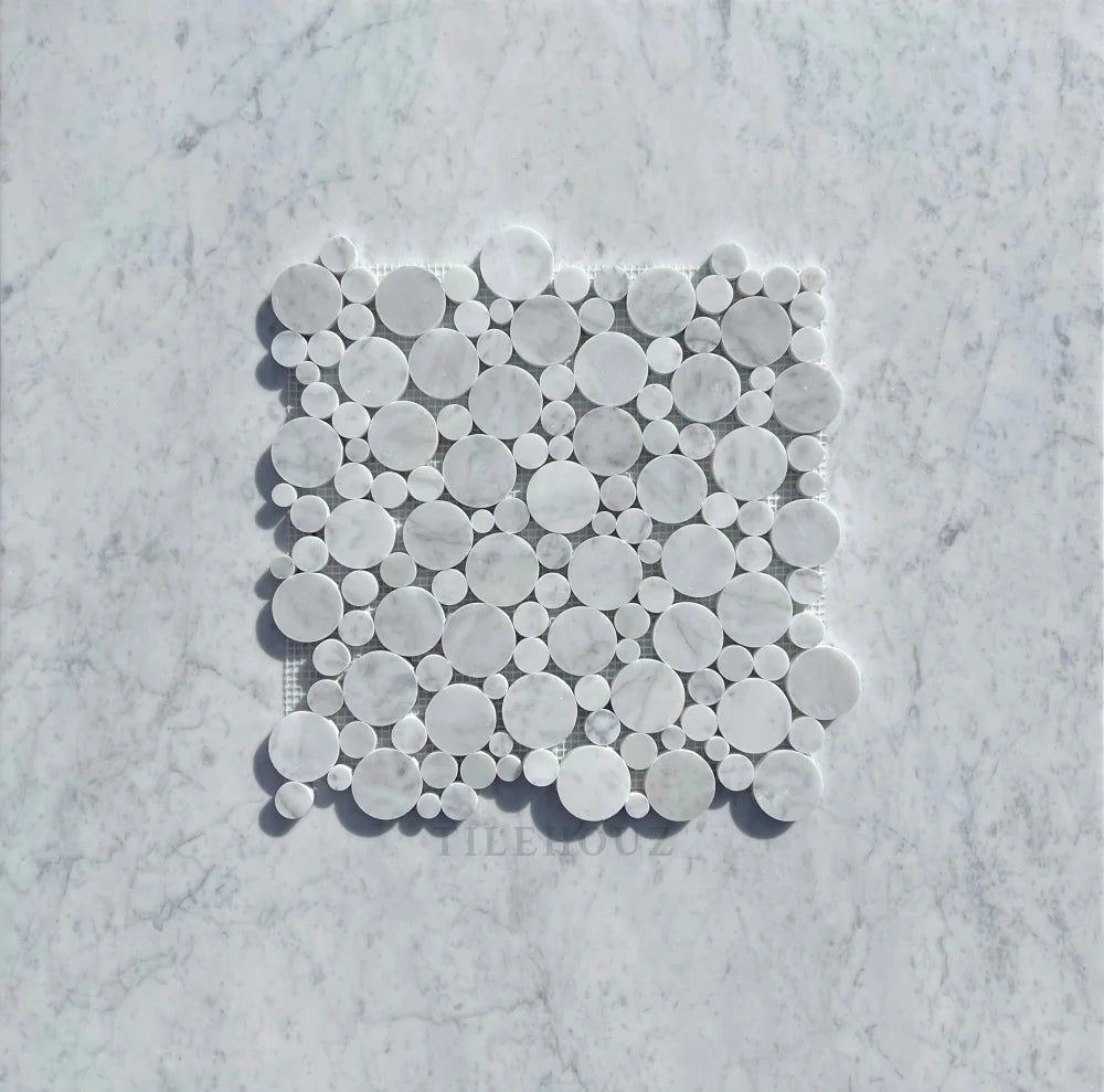 Carrara White Marble Bubbles Mosaic Tile Polished&Honed – Tilehouz