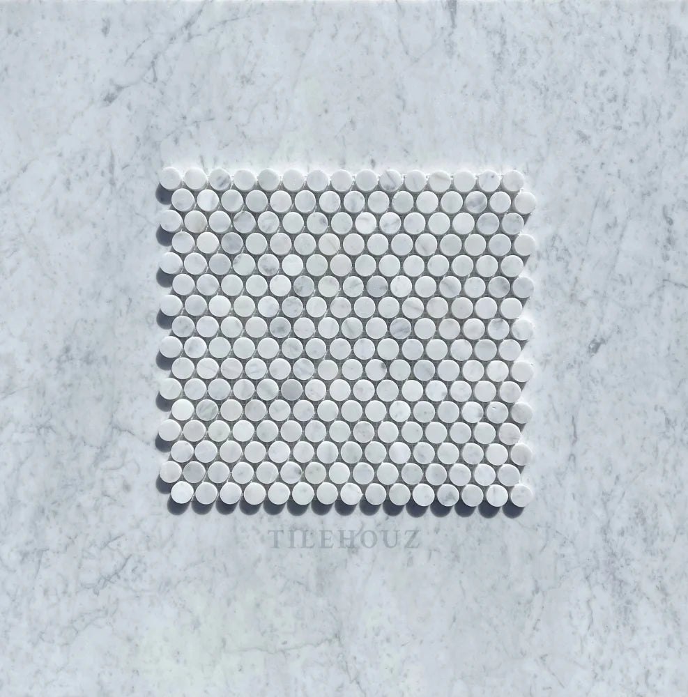 Carrara White Marble Penny Round Mosaic Tile Polished&Honed – Tilehouz