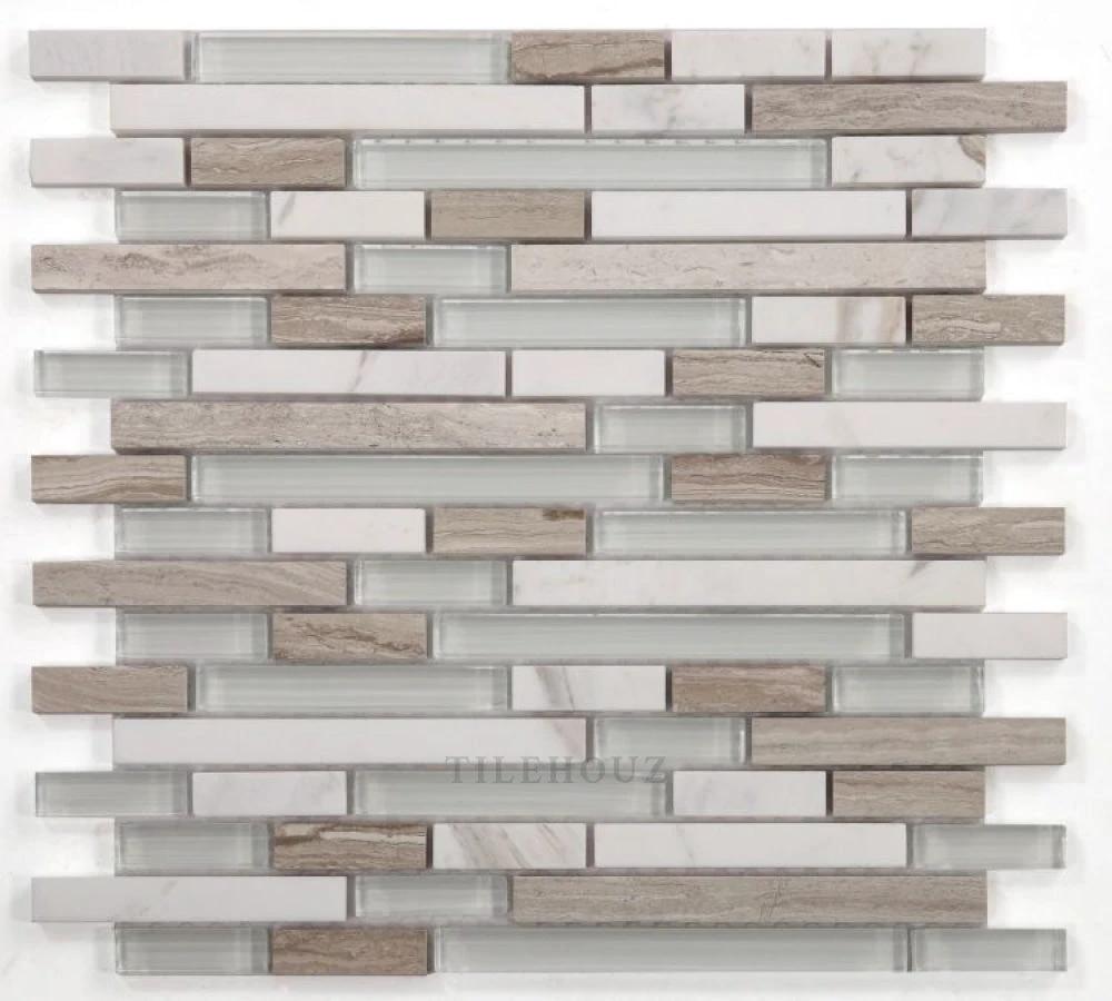 Linear Loft 11.75 x 11.75 Marble & Glass Mosaic – Tilehouz