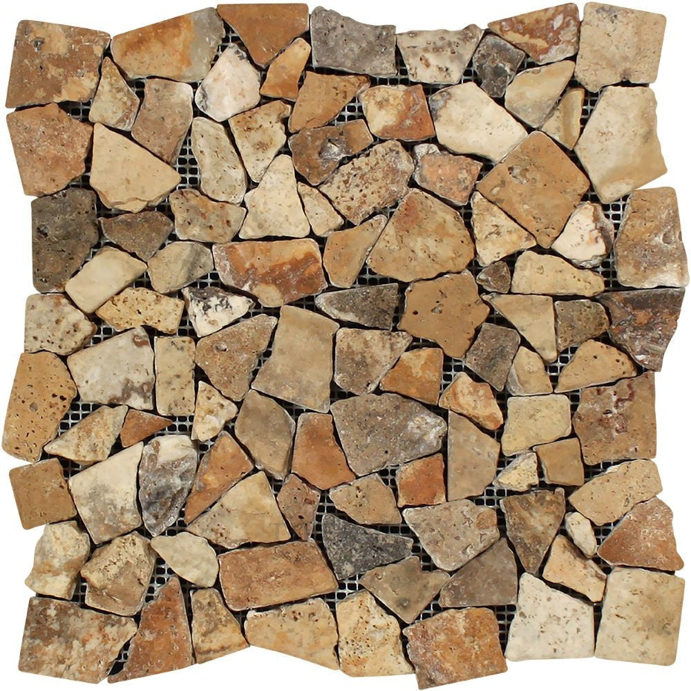 Scabos Travertine Tumbled Pebble Mosaic Tile – Tilehouz