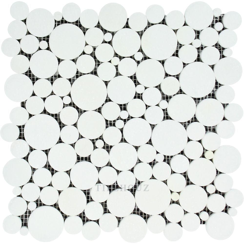 Thassos White Marble Bubbles Mosaic Tile Polished&Honed (A1) – Tilehouz