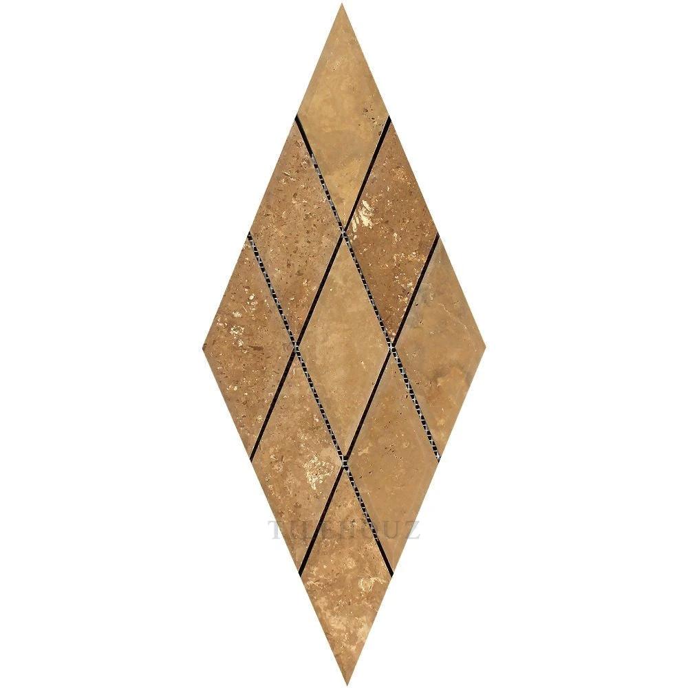 3 x 6 Honed Noce Travertine Deep-Beveled Diamond Mosaic Tile – Tilehouz