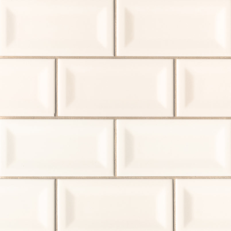 ALMOND GLOSSY INVERTED BEVELED TILE 3X6 – Tilehouz