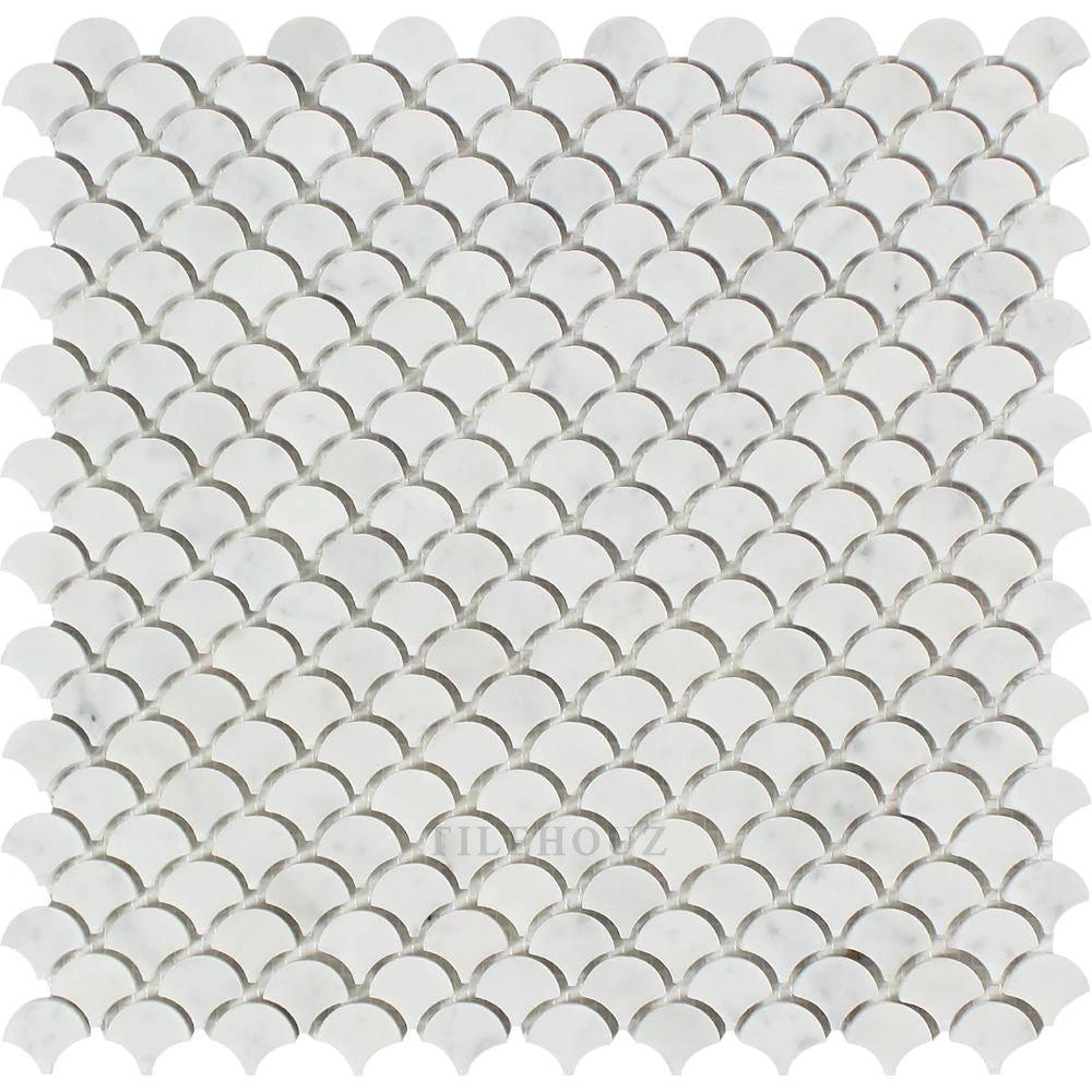 Carrara White Marble Fish Scale Mosaic Tile Polished&Honed – Tilehouz