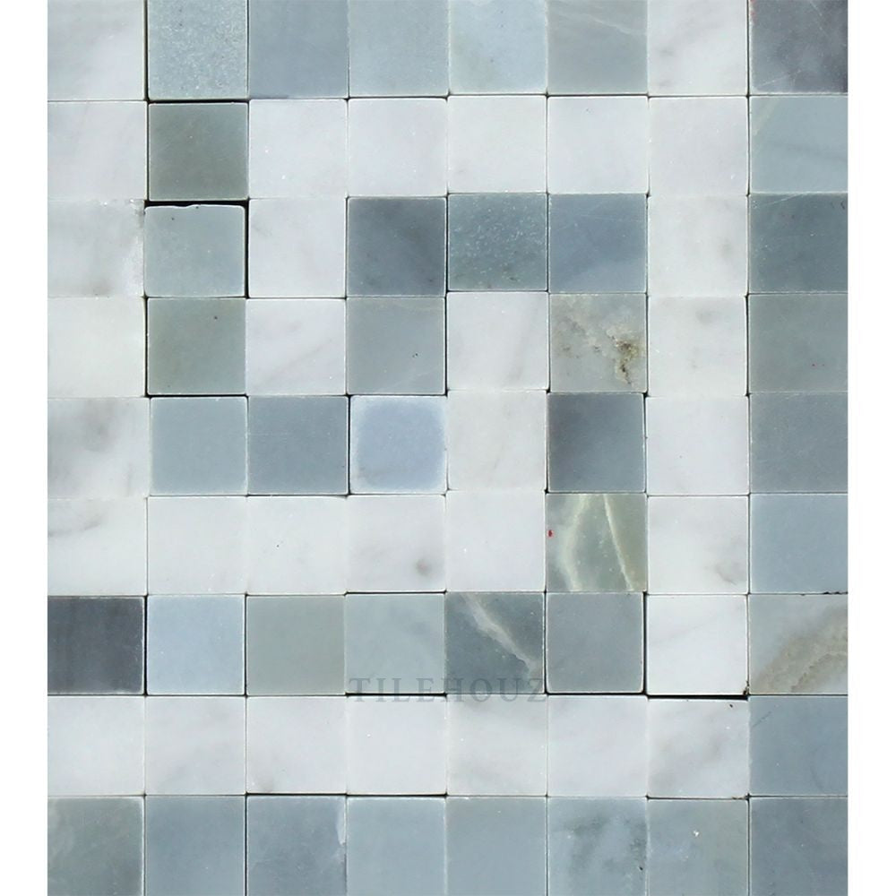 Carrara White Marble Greek Key Corner (Carrara w/ Bardiglio/Blue-Gray ...