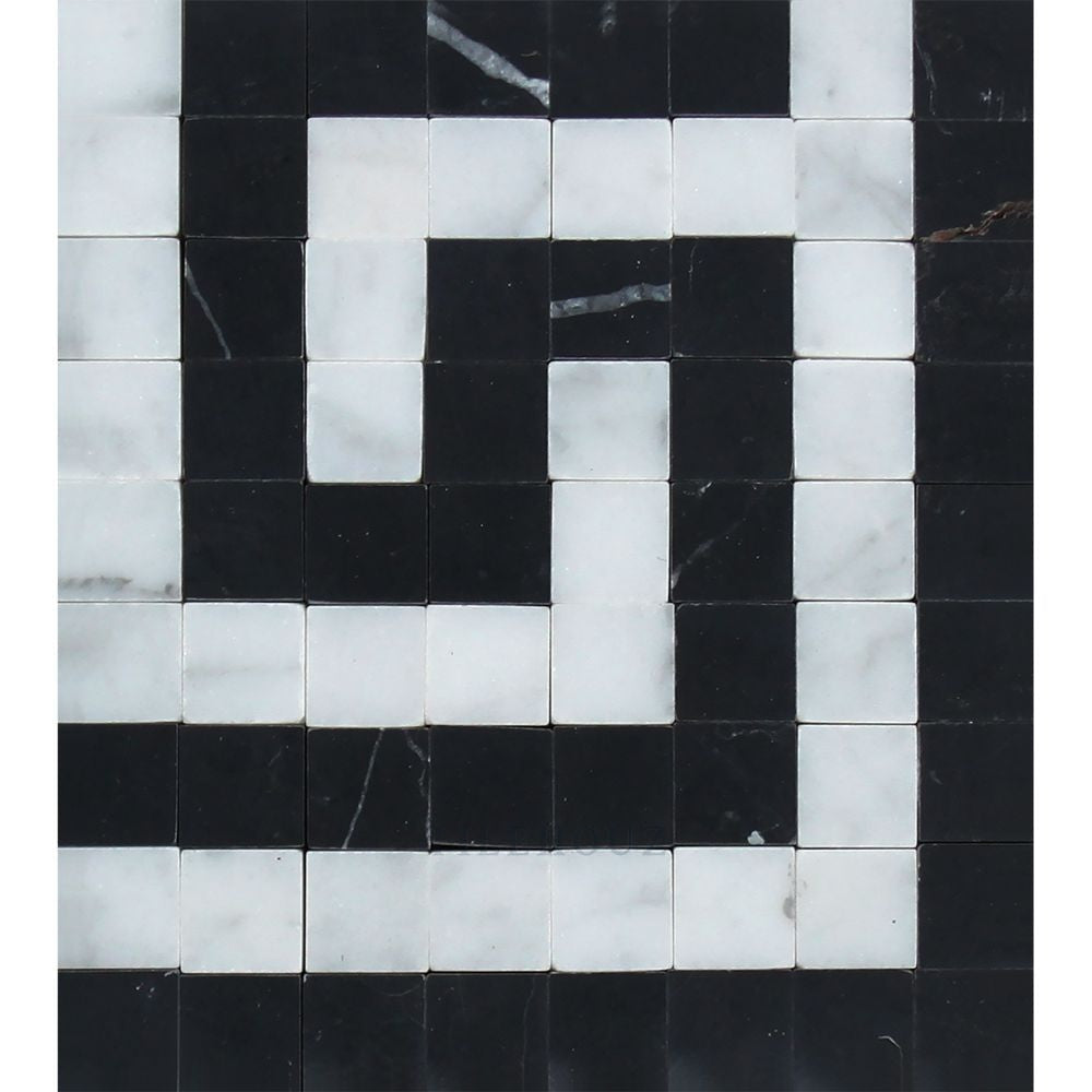 Carrara White Marble Greek Key Corner (Carrara w/ Black) Polished&Hone ...